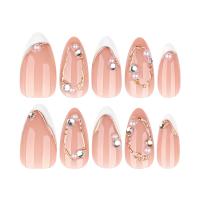 China Rhinestone 3D Press On Nails Private Label Long Almond Shaped Nails for sale