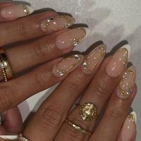 China Rhinestone 3D Press On Nails Private Label Long Almond Shaped Nails for sale