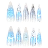 China Blush Design 3D Press On Nails FDA Almond Ombre Nails Long Luxury for sale