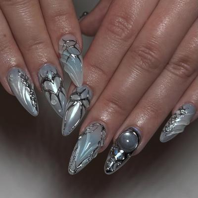 China Press On 3D Nails Ombre Private Label Almond Shape Long Nails for sale