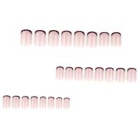China French Tip Short Square Nails Pattern Press On Nails 24pcs For Girls for sale