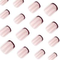 China French Tip Short Square Nails Pattern Press On Nails 24pcs For Girls for sale