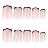 China French Tip Short Square Nails Pattern Press On Nails 24pcs For Girls for sale