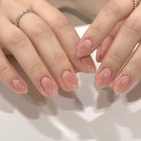 China Short Oval Ombre Press On Nails Pink Minimalist Gradient Fake Nails for sale