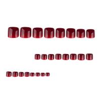 China Solid Red Press On Toenails Square Fake Press On Toenails FDA for sale