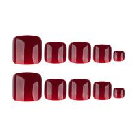 China Solid Red Press On Toenails Square Fake Press On Toenails FDA for sale