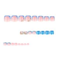China Waterproof Fake Toe Nails Square Rhinestone Toe Nail Art 3D for sale