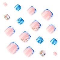 China Waterproof Fake Toe Nails Square Rhinestone Toe Nail Art 3D for sale