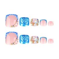 China Waterproof Fake Toe Nails Square Rhinestone Toe Nail Art 3D for sale