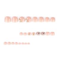 China Waterproof French Tip Press On Toenails 3D Rhinestone On Toenails for sale