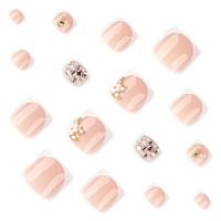 China Waterproof French Tip Press On Toenails 3D Rhinestone On Toenails for sale
