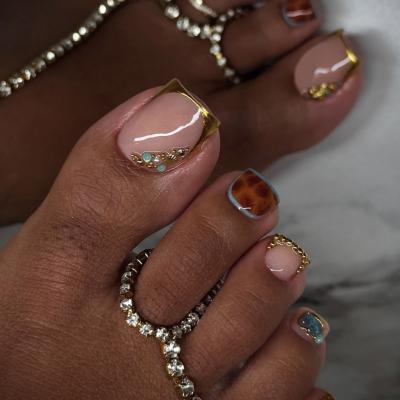 China FDA Rhinestones On Toe Nails Bling Bling Toe Nails Leopard Design for sale