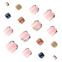 China 3D Design Square Press On Toenails Rhinestone Toenails Private Label for sale