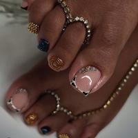China 3D Design Square Press On Toenails Rhinestone Toenails Private Label for sale