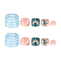 China Square Print Designs Nail Art False Toe Nails 3D Rhinestone for sale