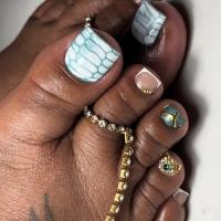 China Square Print Designs Nail Art False Toe Nails 3D Rhinestone for sale