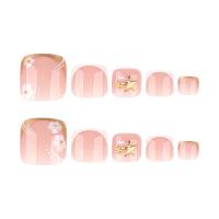 China ABS French Tip Toenail Flowers Design Press On Toenail Print Bulk Order for sale