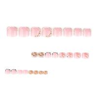 China Rhinestone Waterproof Press On French Tip Toenails 24 Pieces for sale