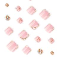 China Rhinestone Waterproof Press On French Tip Toenails 24 Pieces for sale