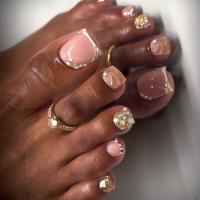 China Rhinestone Waterproof Press On French Tip Toenails 24 Pieces for sale