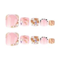 China Rhinestone Waterproof Press On French Tip Toenails 24 Pieces for sale