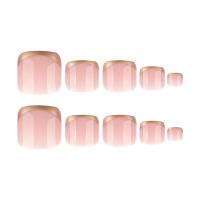 China Gentle French Tip Press On Toenails Square Glossy Toenail Fake Nails for sale