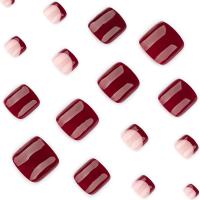 China Square Glossy Toe Nails Salon Perfect Red Toenails French Tip for sale