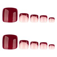 China Square Glossy Toe Nails Salon Perfect Red Toenails French Tip for sale