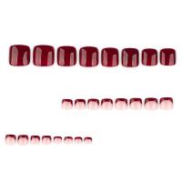 China Square Glossy Toe Nails Salon Perfect Red Toenails French Tip for sale