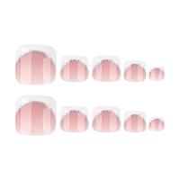 China Square Press On Toenail Glossy Design Long Lasting French Tip Toenails for sale