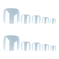 China Square Solid Blue Press On Toenails Holographic Glossy Design for sale
