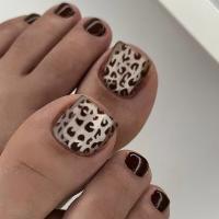 China Leopard Print Fake French Toe Nails FDA Toenail Fake Nails Girly for sale