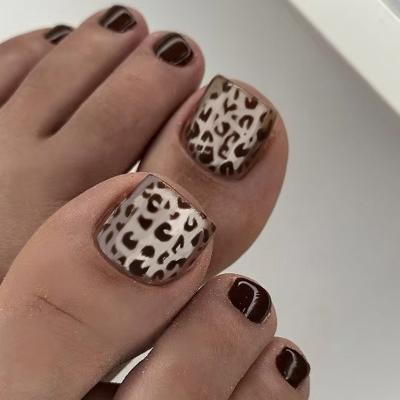 China Leopard Print Fake French Toe Nails FDA Toenail Fake Nails Girly for sale