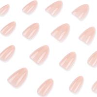 China Girly FDA Pink Press On Nails Standard Almond Glossy Fake Nails for sale