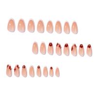 China French Tip Design Long Almond Artifical Nails Flower Glossy Daily Wear for sale