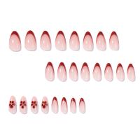 China Long Almond Flowers Pattern French Tip Press On Nails Glossy Factory Direct for sale