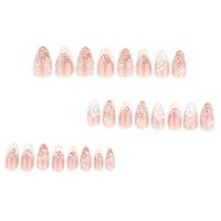 China 3D Flower French Manicure Fake Nails With Rhinestone Reusable for sale