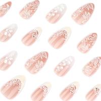 China 3D Flower French Manicure Fake Nails With Rhinestone Reusable for sale