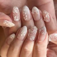 China 3D Flower French Manicure Fake Nails With Rhinestone Reusable for sale