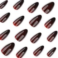 China Burgundy Almond Shape Ombre Nails High Shine Ombre Almond Nails for sale