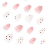 China Classic French Tip False Nails Brown Polka‑dot Suitable For Daily Wear for sale