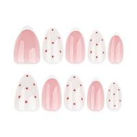 China Classic French Tip False Nails Brown Polka‑dot Suitable For Daily Wear for sale