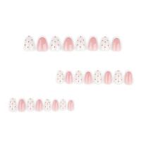 China Classic French Tip False Nails Brown Polka‑dot Suitable For Daily Wear for sale