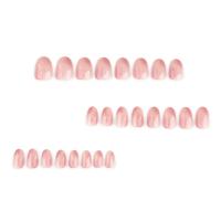 China Nude Pink Gradient Solid Color Press On Nails Waterproof Oval False Nails for sale