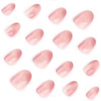 China Nude Pink Gradient Solid Color Press On Nails Waterproof Oval False Nails for sale