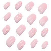 China Pink Flower Pattern Press On Nails Glossy Instant Medium Almond Nails for sale