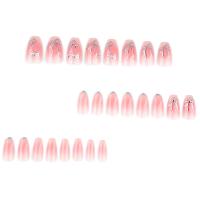 China Short Coffin Silver French Tip Press On Nails With Rhinestone for sale
