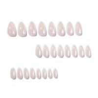 China White Holographic Nails Long Almond Pattern False Nails Glossy for sale