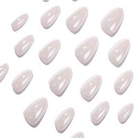 China White Holographic Nails Long Almond Pattern False Nails Glossy for sale