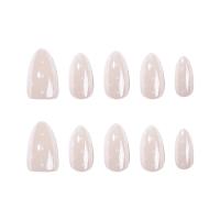 China White Holographic Nails Long Almond Pattern False Nails Glossy for sale